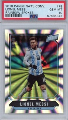 2018 Panini National #78 Lionel Messi Rainbow Spokes 19/49 PSA 10 Gem ...