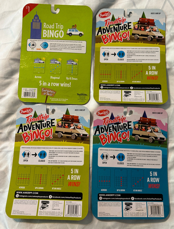 SMIBO SET OF 4 ROADTRIP ADVENTURE BINGO CARDS ANKER PLAY PRODUCTS ...