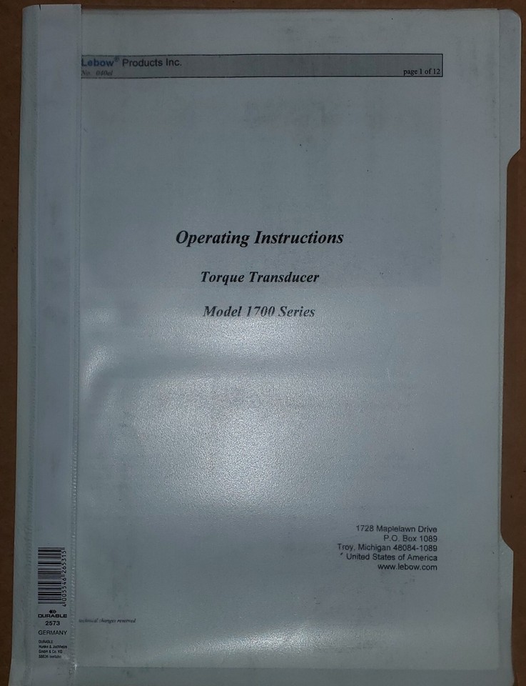 Lebow Products Inc. Torque Sensor 1702-20NM | eBay