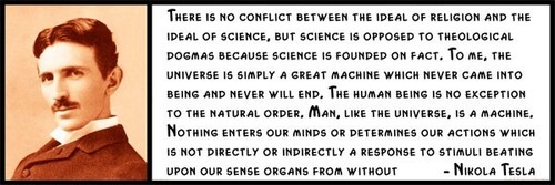 Wall Quote - Nikola Tesla -There is no conflict between the ideal of ...