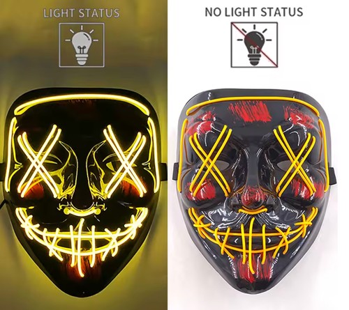 Purge Inspired Halloween Mask LED Scary Light Up Cosplay Fancy Costume ...