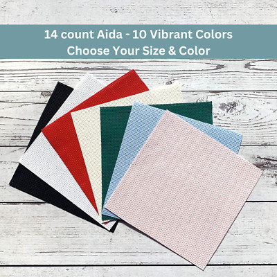14 Count Aida Cloth for Cross Stitch - Various Sizes & Colors - Flat ...