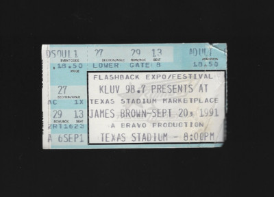 James Brown Concert Ticket Stub September 20 1991 Texas Stadium Irving ...