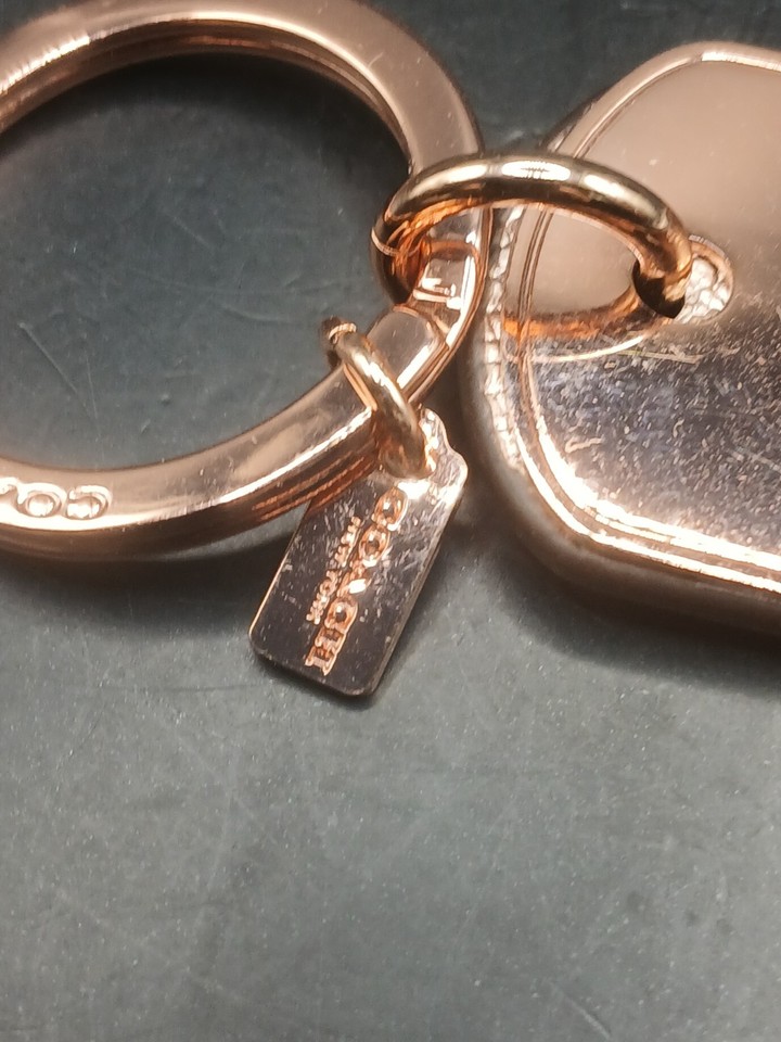 RARE! Coach Hangtag Military Dog Tag Style Key Chain Fob Bag Charm Rose ...