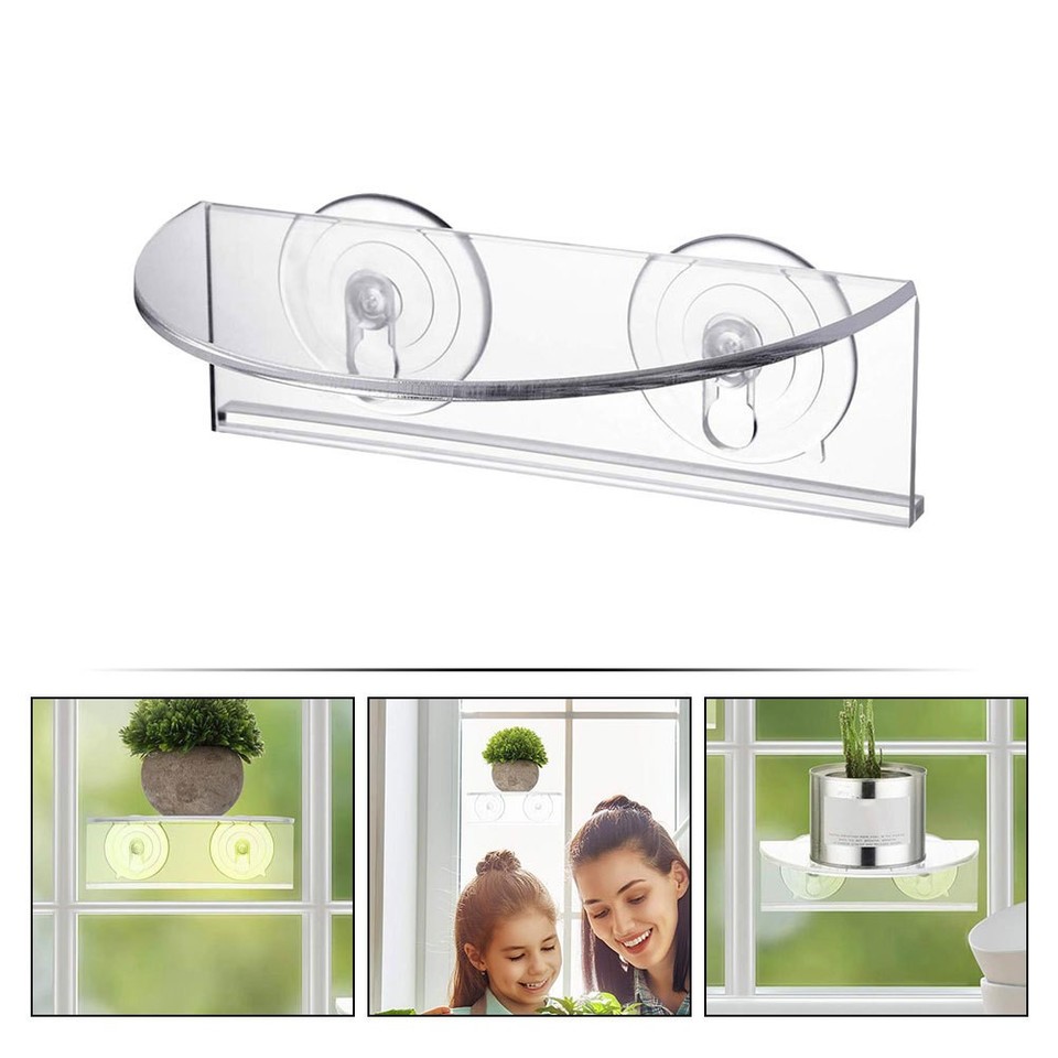 Wall Mounted Acrylic Flowerpot Rack Cup Window Storage Shelf Indoor ...