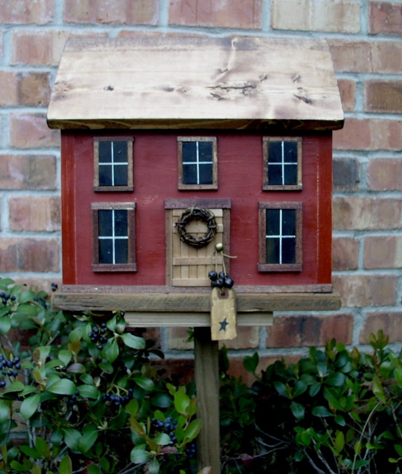 Folk Art Primitive Country Cottage Country Farmhouse Saltbox Birdhouse ...