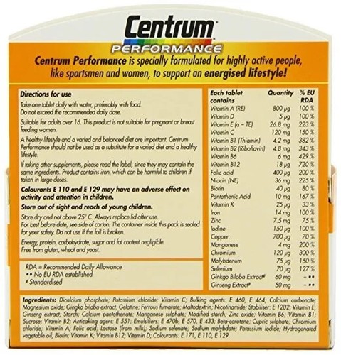 Centrum Performance 60 Tablets (EXP-11/2024) 5000309005527| eBay