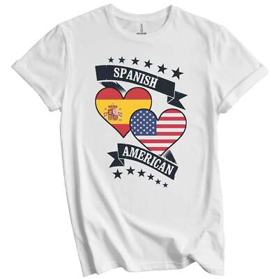 Spanish American Heart Flags Spain America T-Shirt | eBay