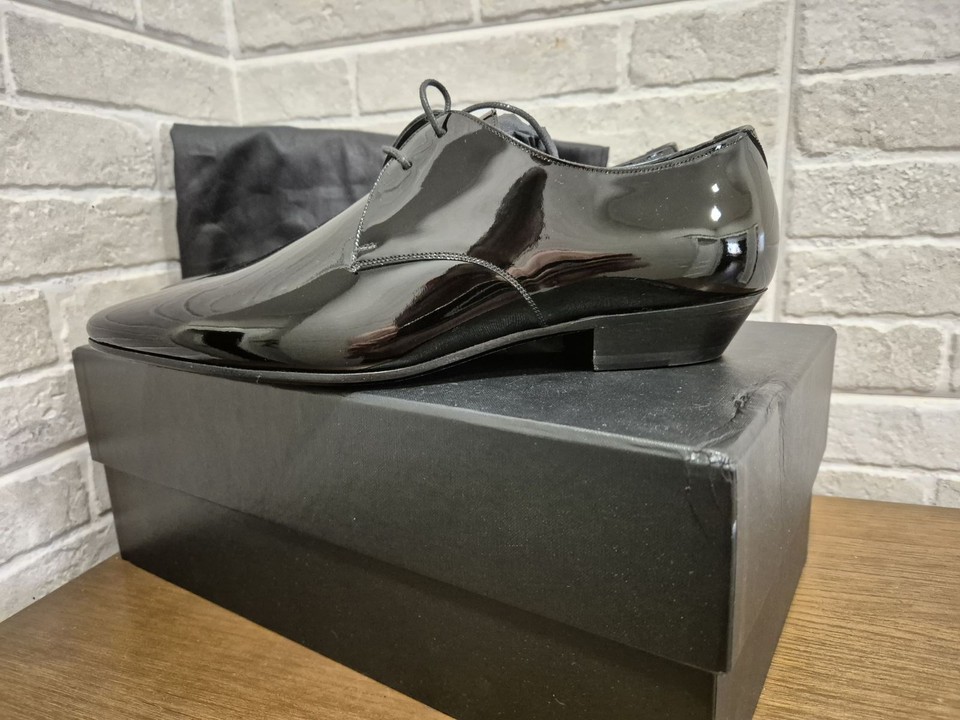 Authentic New Saint Laurent Paris YSL Noir Patent Leather Formal Shoes ...