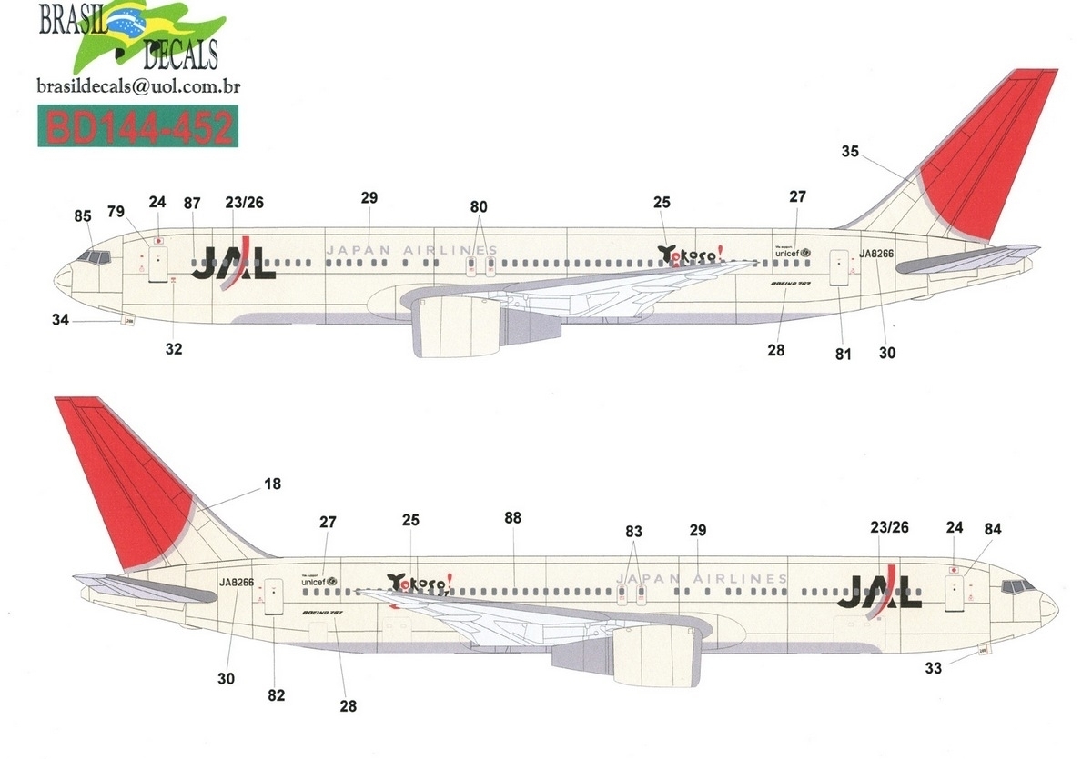 Jal 50th 1st International Flight 747 Brasil Decals BD144-452 1/144 | eBay
