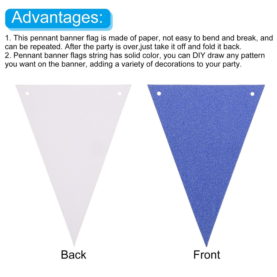 2 Pcs 20 Feet Dark Blue Pennant Banner Flags String Triangle Hanging ...