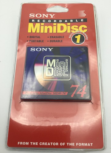 SONY Recordable Mini Disc, 74 min NEW and FACTORY SEALED MDW-74 NOS ...