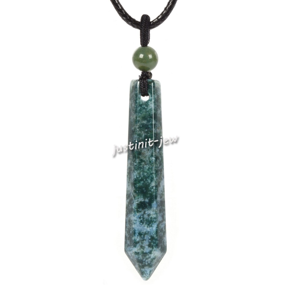 Natural Gemstone Carved Hexagonal Points 50mm Pendant Necklace Jewelry ...