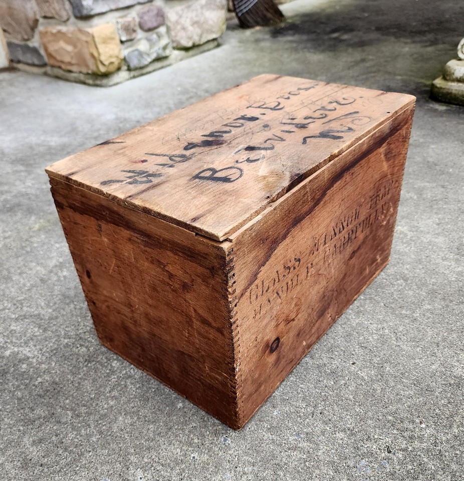 Rare find! Antique Primitive Glass Minnow Trap with Original Wooden ...