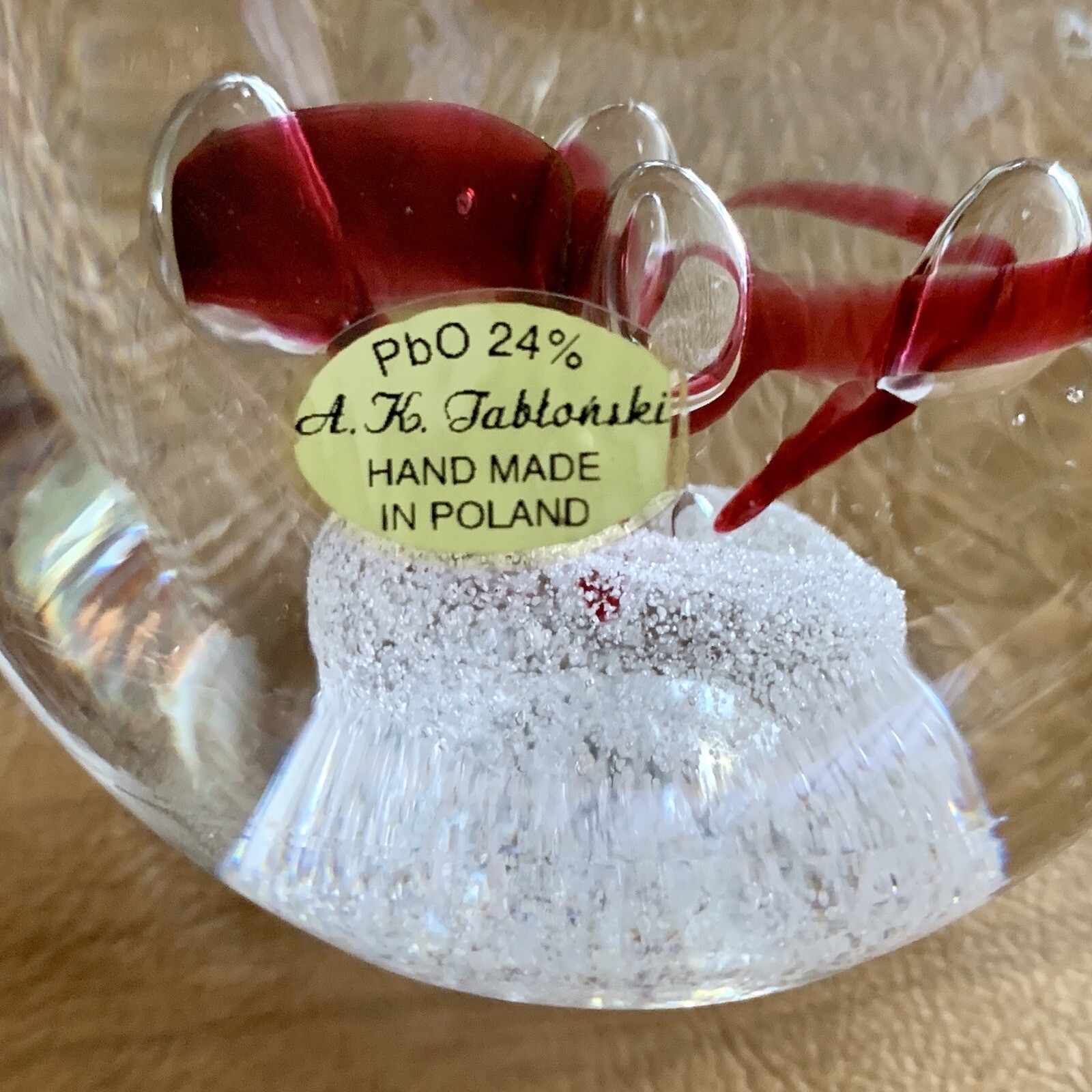 Adam Jablonski Teardrop Paperweight Clear w/ Maroon Swirl Made in ...