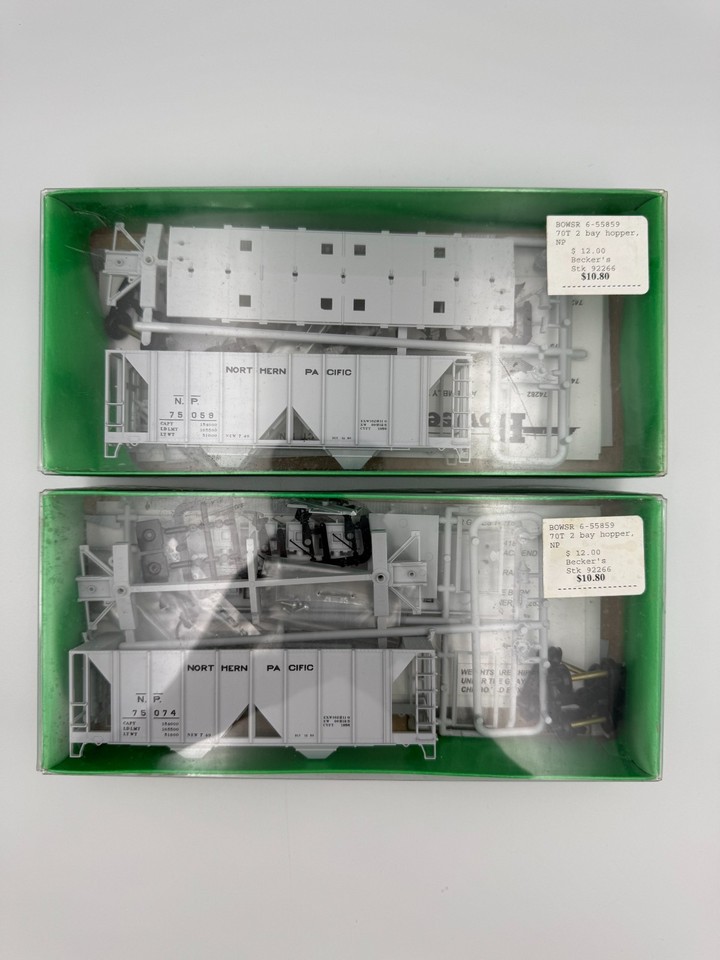 HO Lot 0f 2 Bowser 55859 70 Ton 2-Bay Covered Hopper Kits. Northern ...