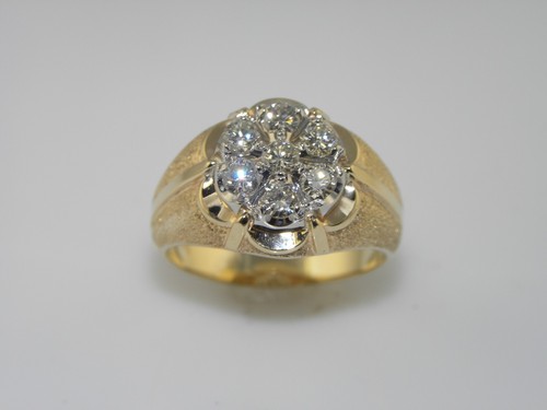 MENS CLASSIC YELLOW GOLD 1 CTTW KENTUCKY CLUSTER DIAMOND RING | eBay