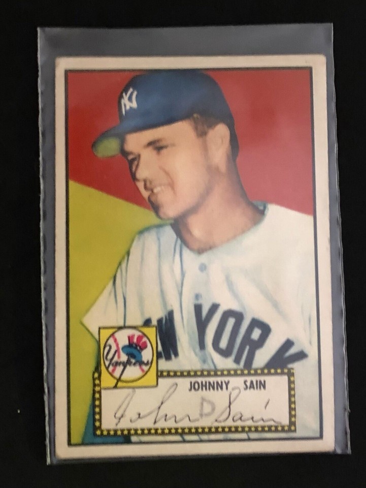 VINTAGE 1952 TOPPS JOHNNY SAIN #49 ORIGINAL BASEBALL CARD COLLECTIBLE ...