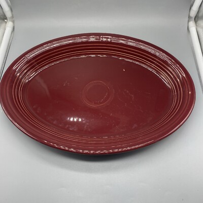 13.5" Fiesta Ware Fiestaware Homer Laughlin Cinnabar Red Maroon Oval ...
