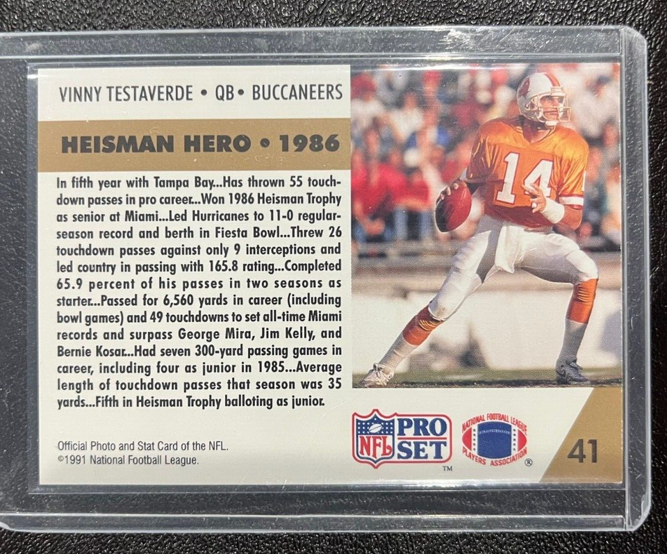 1991 Pro Set 1986 Heisman Hero Vinny Testaverde #41 | eBay