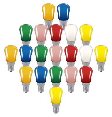 15watt Coloured Pygmy Light Bulbs "Crompton" Branded BC. SBC. SES End ...