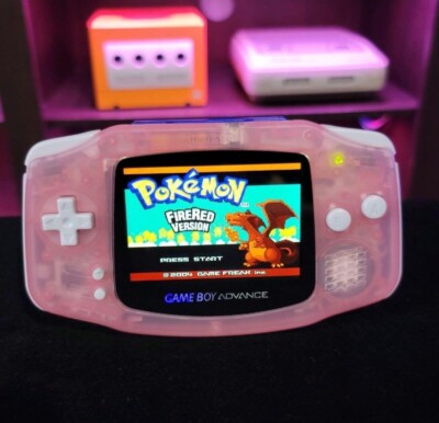 Clear Pink Game Boy Advance GBA Console with iPS V5 Backlit LCD ...