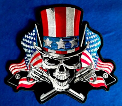 Six Gun UNCLE SAM SKULL PATCH 10 INCH sew iron back Free Shipping | eBay