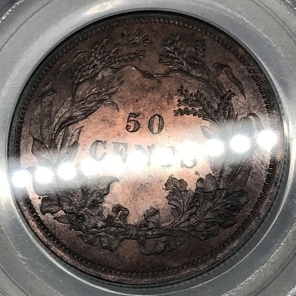 1859 Copper Half Dollar 50 Cents Pattern Coin PCGS PR-62 RB Judd J-242 ...