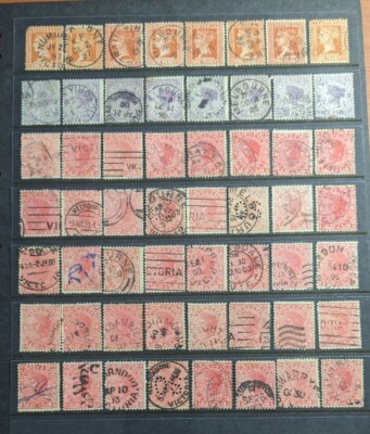 Collection Of Old Victoria Pre Decimal State Stamps Various Postmarks ...