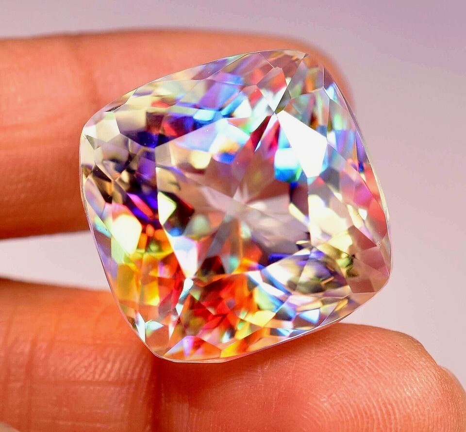 Natural Mystic Topaz Rainbow Color Cushion Shape Certified Loose ...