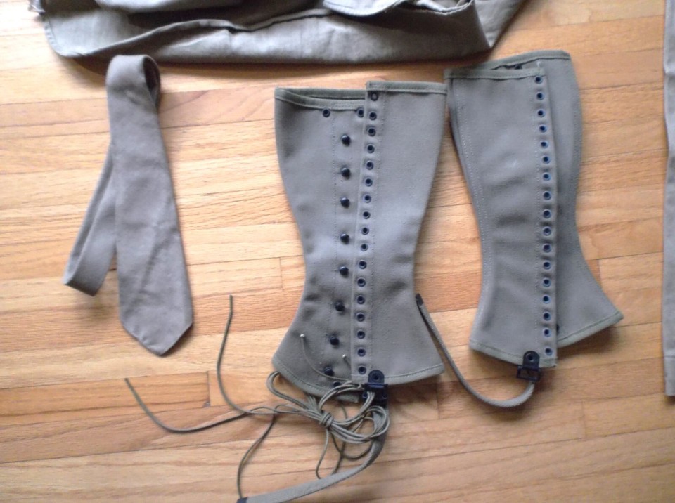 WW2 US Army Uniform, W Khaki Shirt, Khaki Slacks, Tie & Gators! ~ L@@K ...