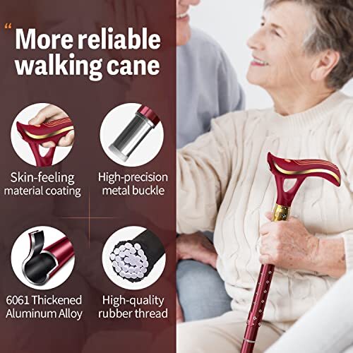Folding Cane, Smart Alarm Foldable Cane with Light, Fashion Walking ...