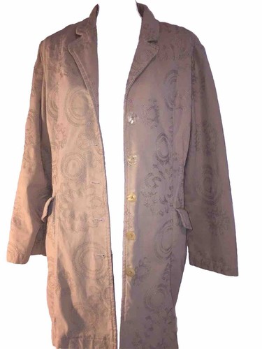 J.Jill Coat Embroidered Tan Stretch Medium Thigh Length Rare Vintage ...