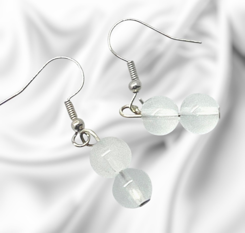 2 pairs Handmade Crystal Bead earring 6mm Bead Ivory Earring | eBay
