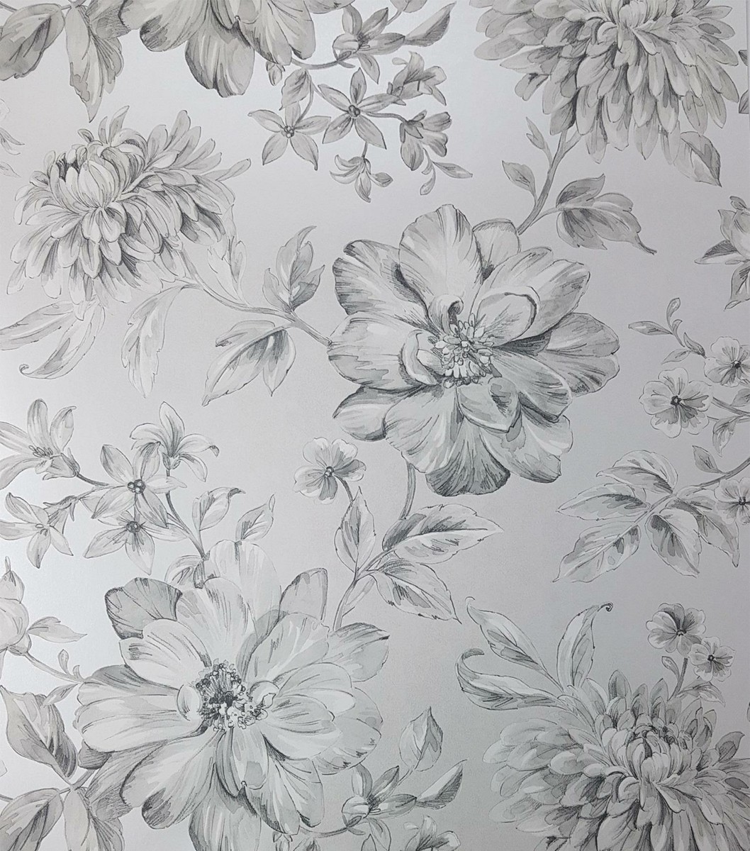 Silver Floral Wallpaper Silver Wallpaper | Luxurious Silver Wallpapers