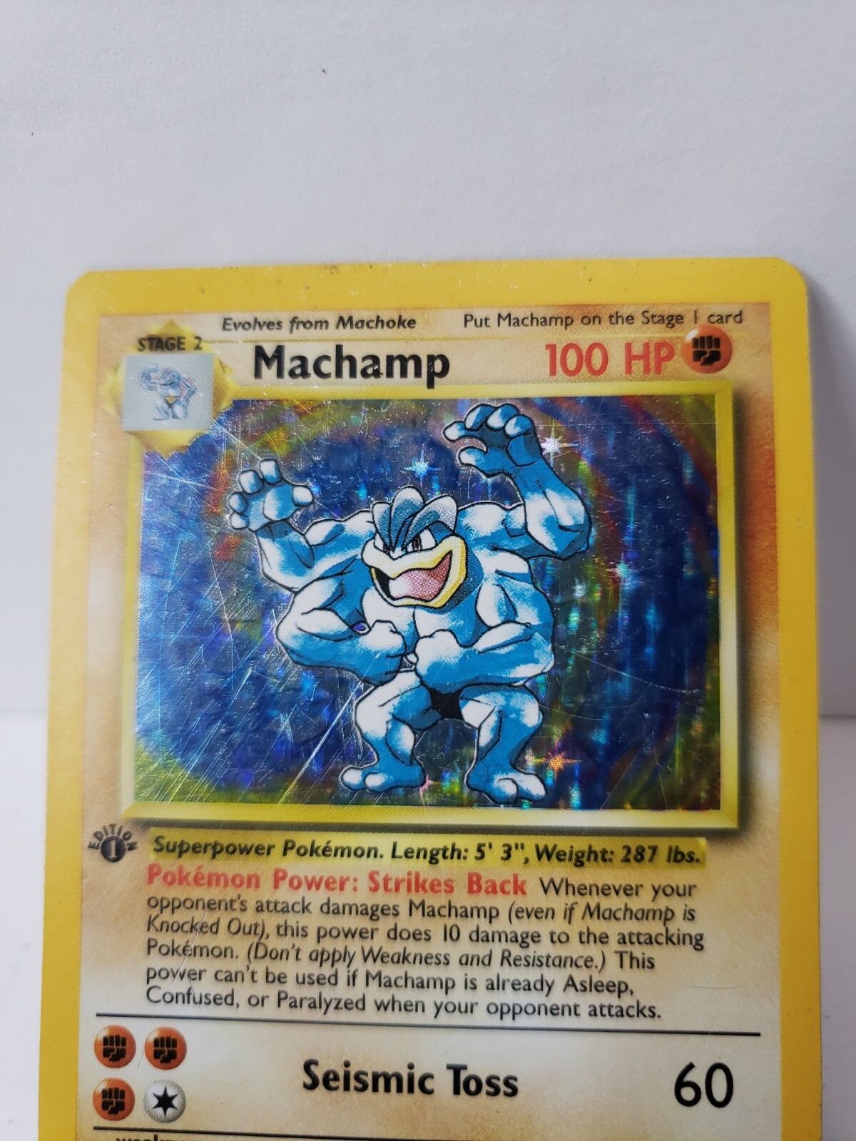 Pokemon TCG Machamp 8/102 Base Set Holo Rare Shadowed 1st Edition. HP ...
