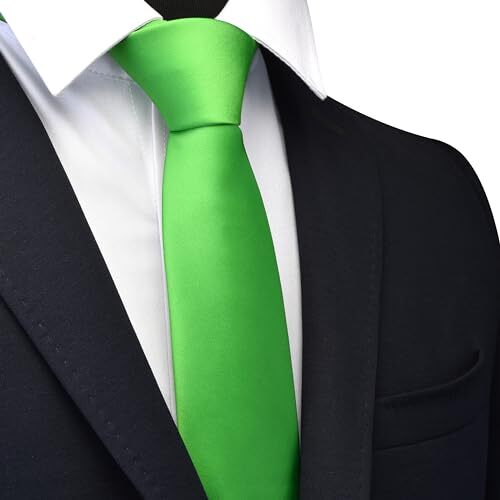 Branduce 3.15"（8cm） Mens Solid Satin Tie Pure Color Necktie for Lime ...