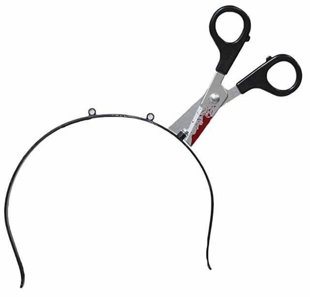 Halloween Prank Zombie Bloody Fake Scissors in Head Headband Costume ...