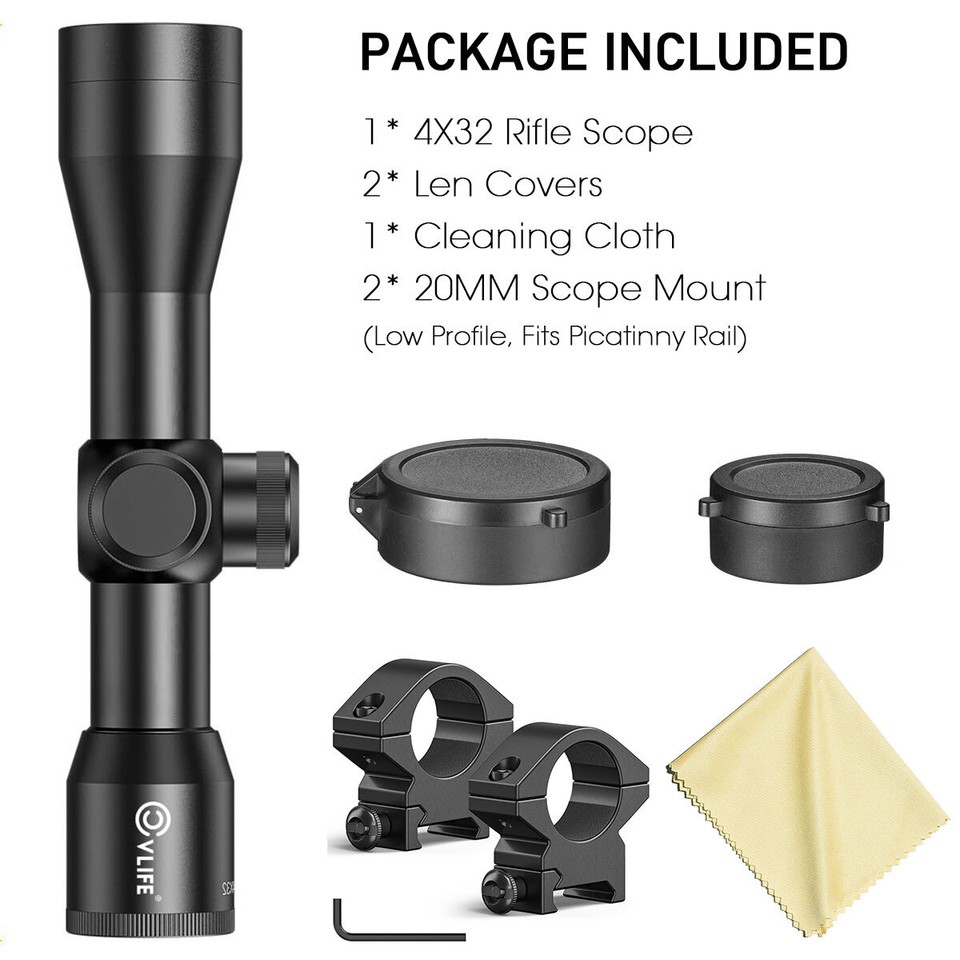 4x32 Compact Rifle Scope BDC Reticle Gun Scope for Crossbows/Airsofts ...