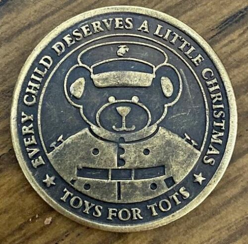 MEDALLION TOKEN COIN BRASS TEDDY BEAR CHRISTMAS TOYS FOR TOTS US MARINE ...