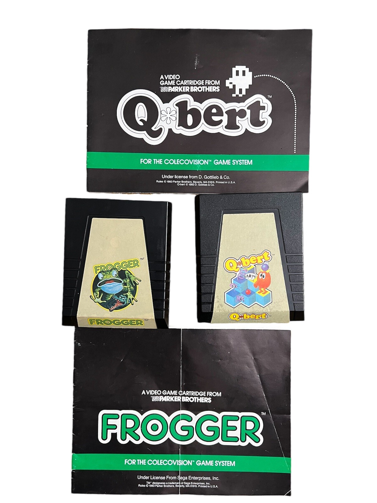 FROGGER & QBERT GAME WITH MANUALS, Colecovision PARKER BROS, ALL WORK ...