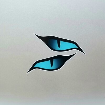 2x Blue Evil Angry Eyes Vinyl Sticker Decal For Car Van Helmet 70x30mm ...