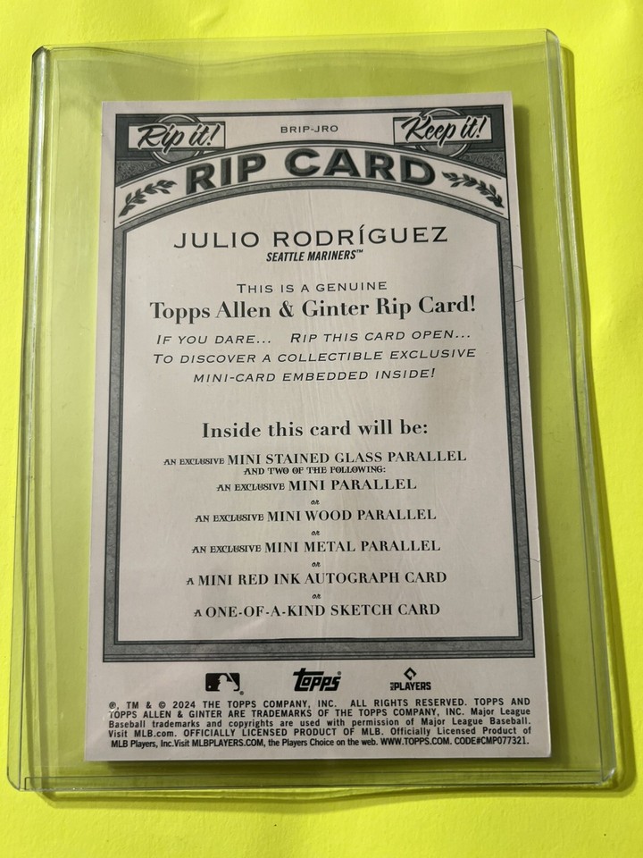 Julio Rodriguez 2024 Allen & Ginter Triple Rip Card Boxloader 14/99 ...