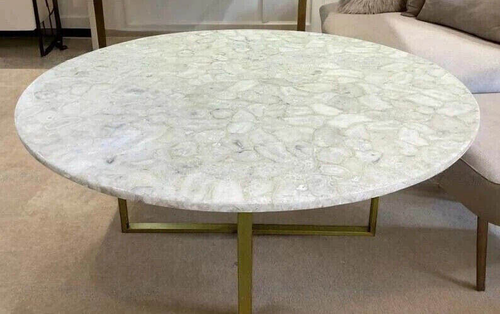 30" Round White Quartz Table Top Handmade Cafeteria Luxury Furniture ...