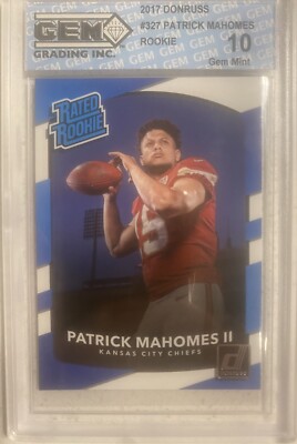 2017 Panini Donruss - Rated Rookie #327 Patrick Mahomes II (RC) graded ...