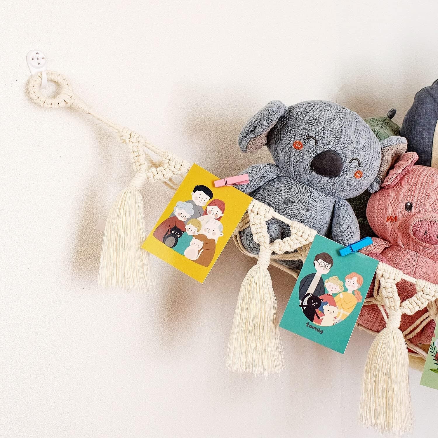 Macrame Hammock for Stuffed Animals and Plush Toys Net Storage w ...