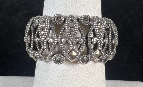 Vintage Judith Jack Ornate Marcasite Pierced Sterling Ring - SIZE 6.25 ...