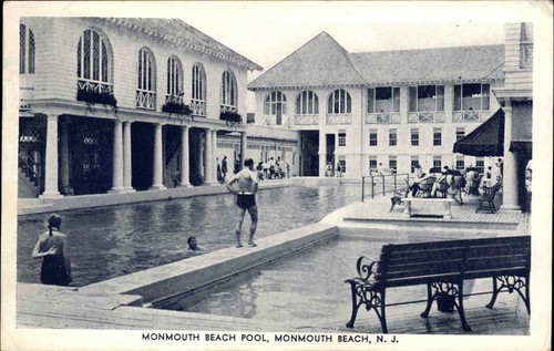 Monmouth Beach NJ New Jersey Beach Swimming Pool Postcard | eBay