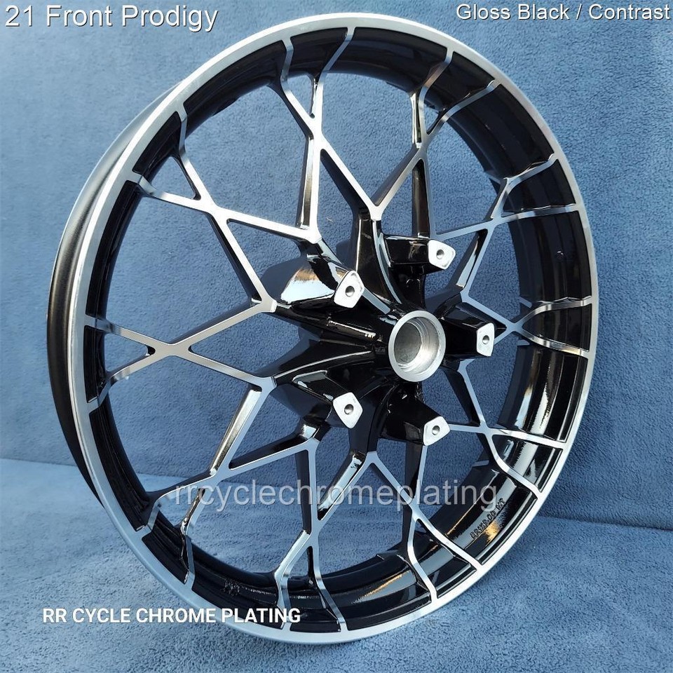 Harley Black Contrast Prodigy Wheels 21' F, 18" R ,09-25 Street Glide ...