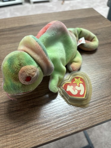 Ty Beanie Baby Rainbow the Chameleon with tags 1997 Retired Tie Dye ...